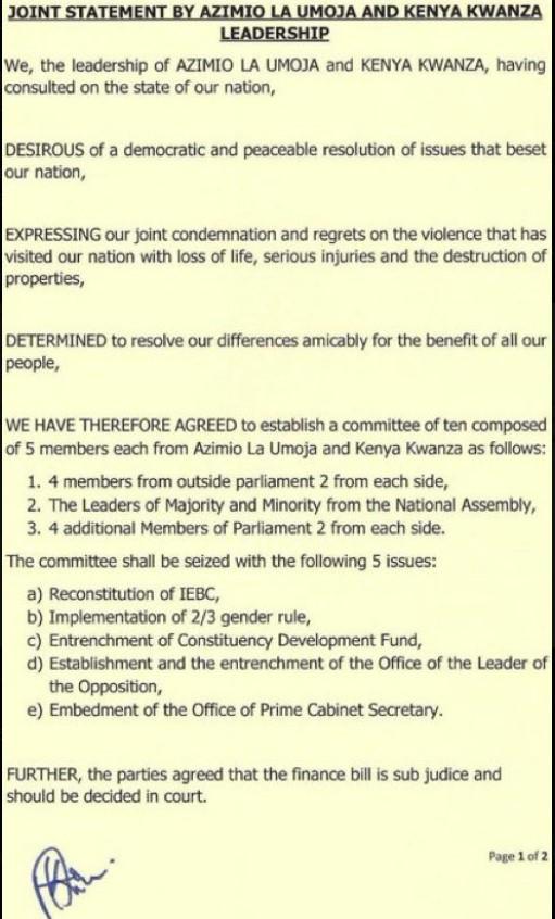 Kenyans Spot Contrasts in Azimio and Kenya Kwanza Agreement Letters ...